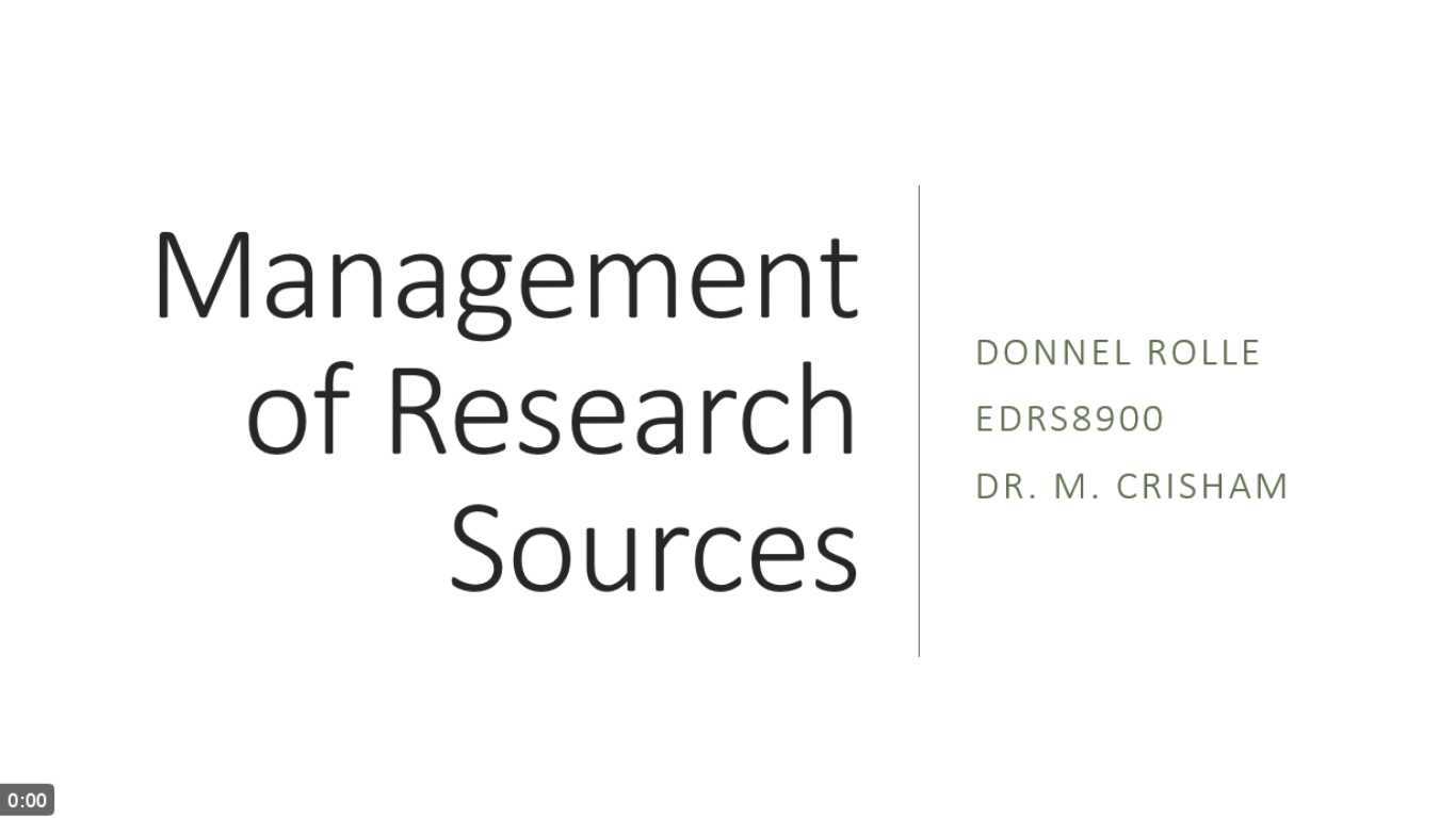 Management of Research Sources