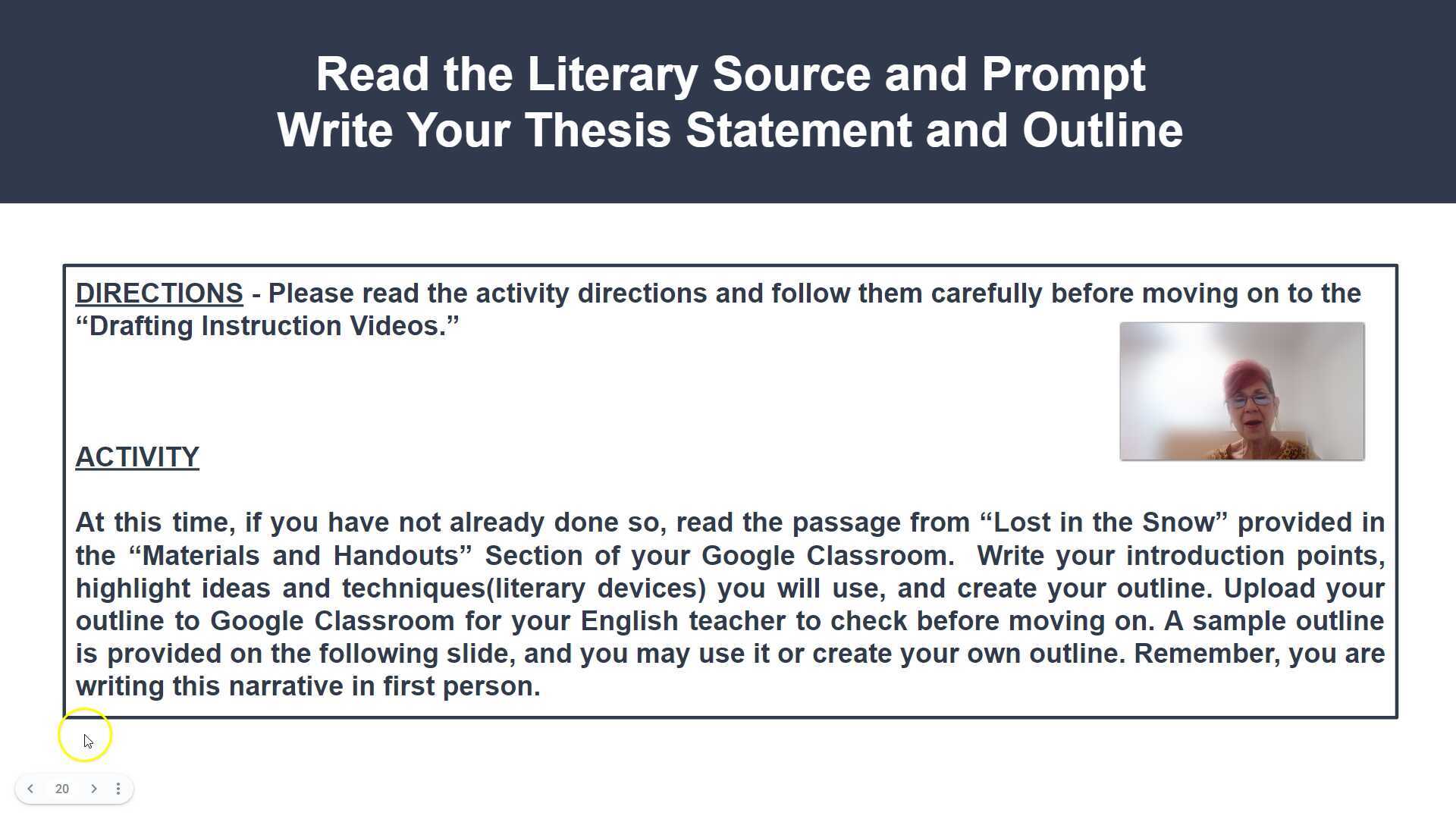 EII NWT (Slide 5) Prewriting/Outline Activity