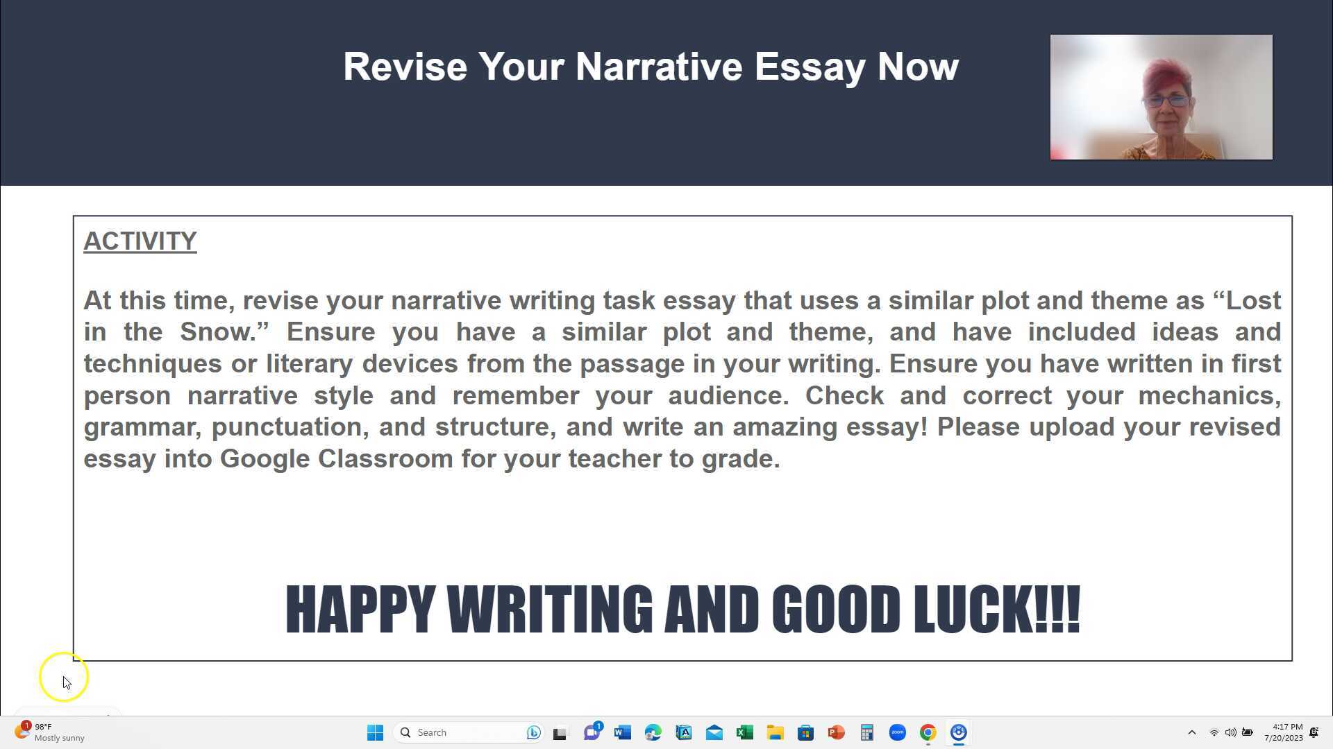 EII NWT (Slide 16) Revise Your Narrative Essay