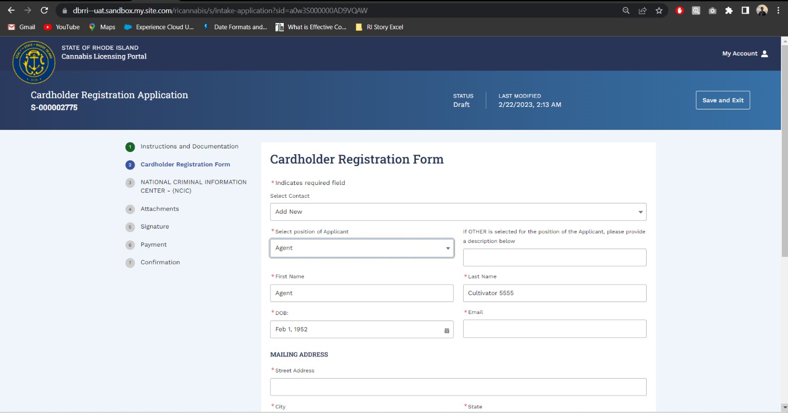 Snip - Cardholder Registration Form - Google Chrome