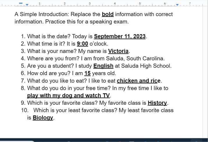 ESOL Questions & Answers #1