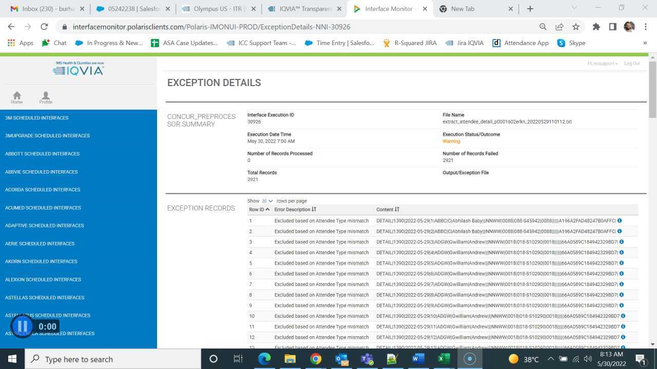 NNI Interface check - Concur Preprocessor - 30.05.2022