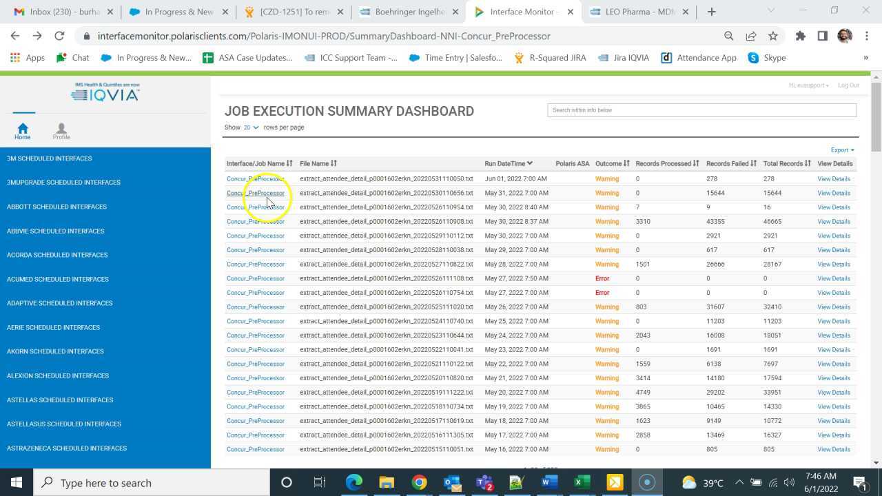 NNI Interface check - Concur Preprocessor - 01.06.2022