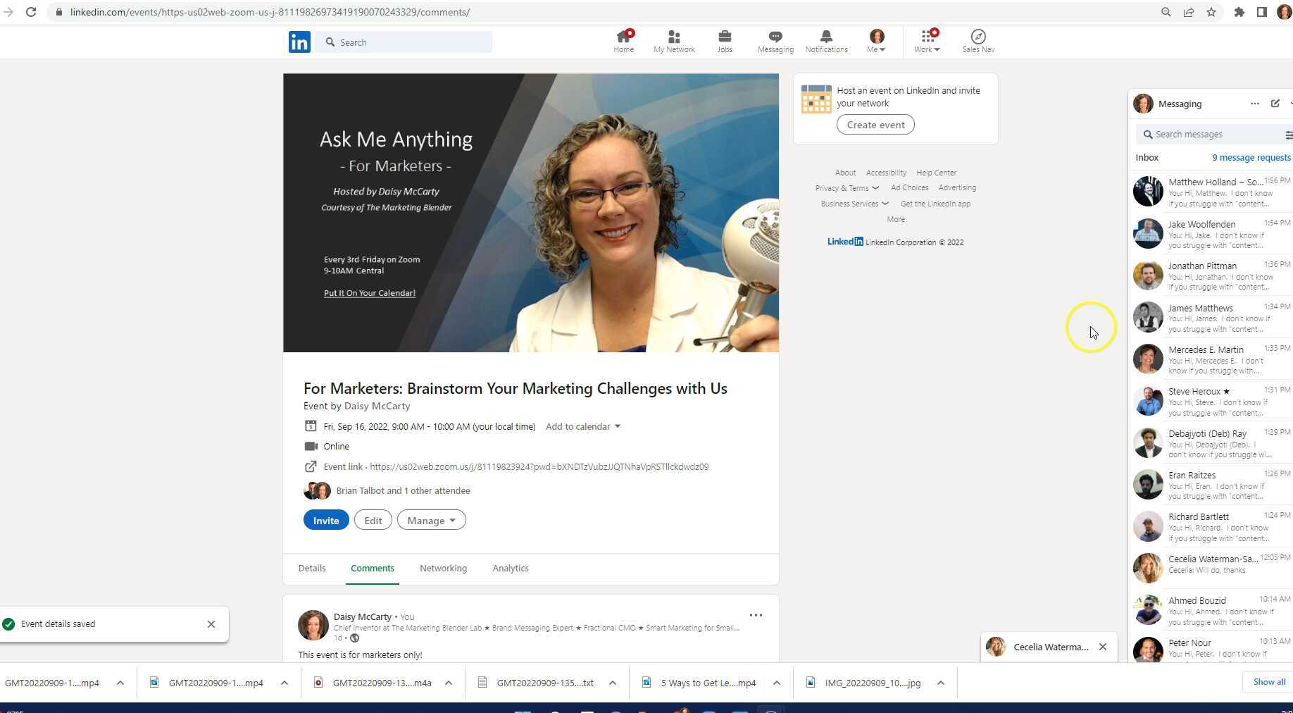 Bulk LinkedIn Event Invitations