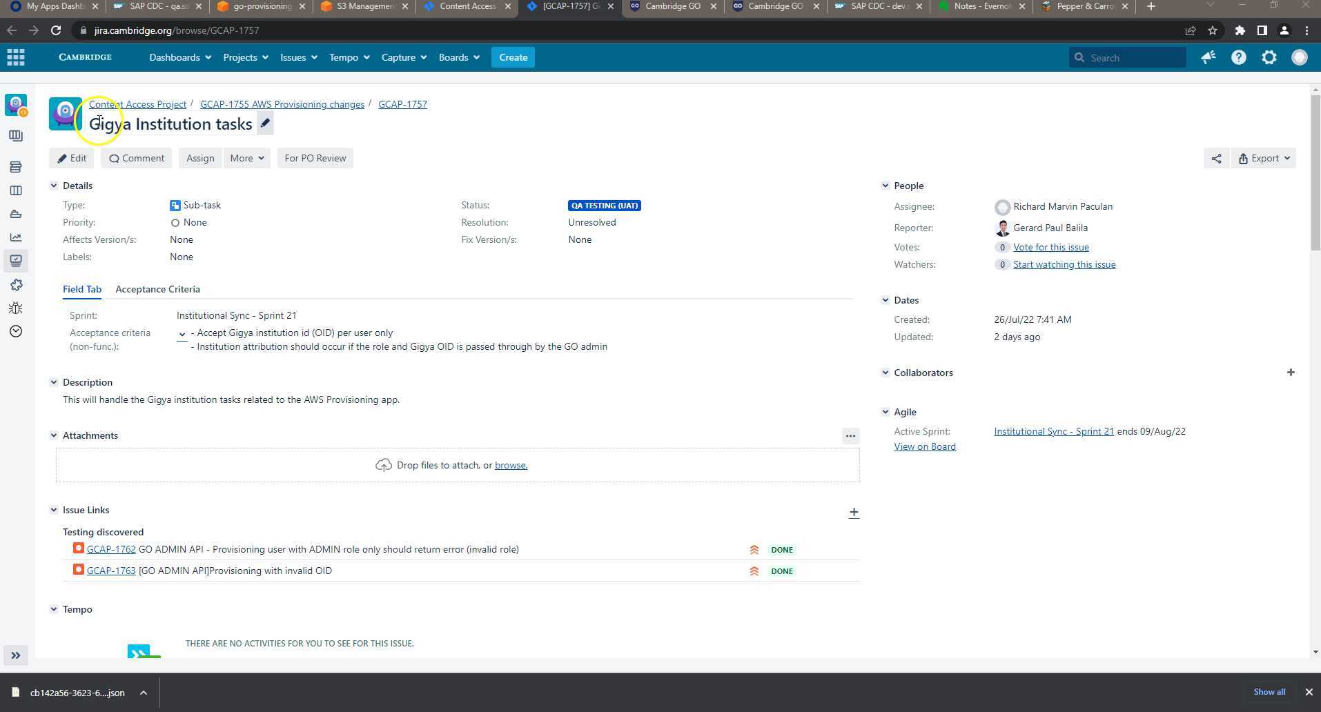 [STG]AWS Provision, GIGYA tasks