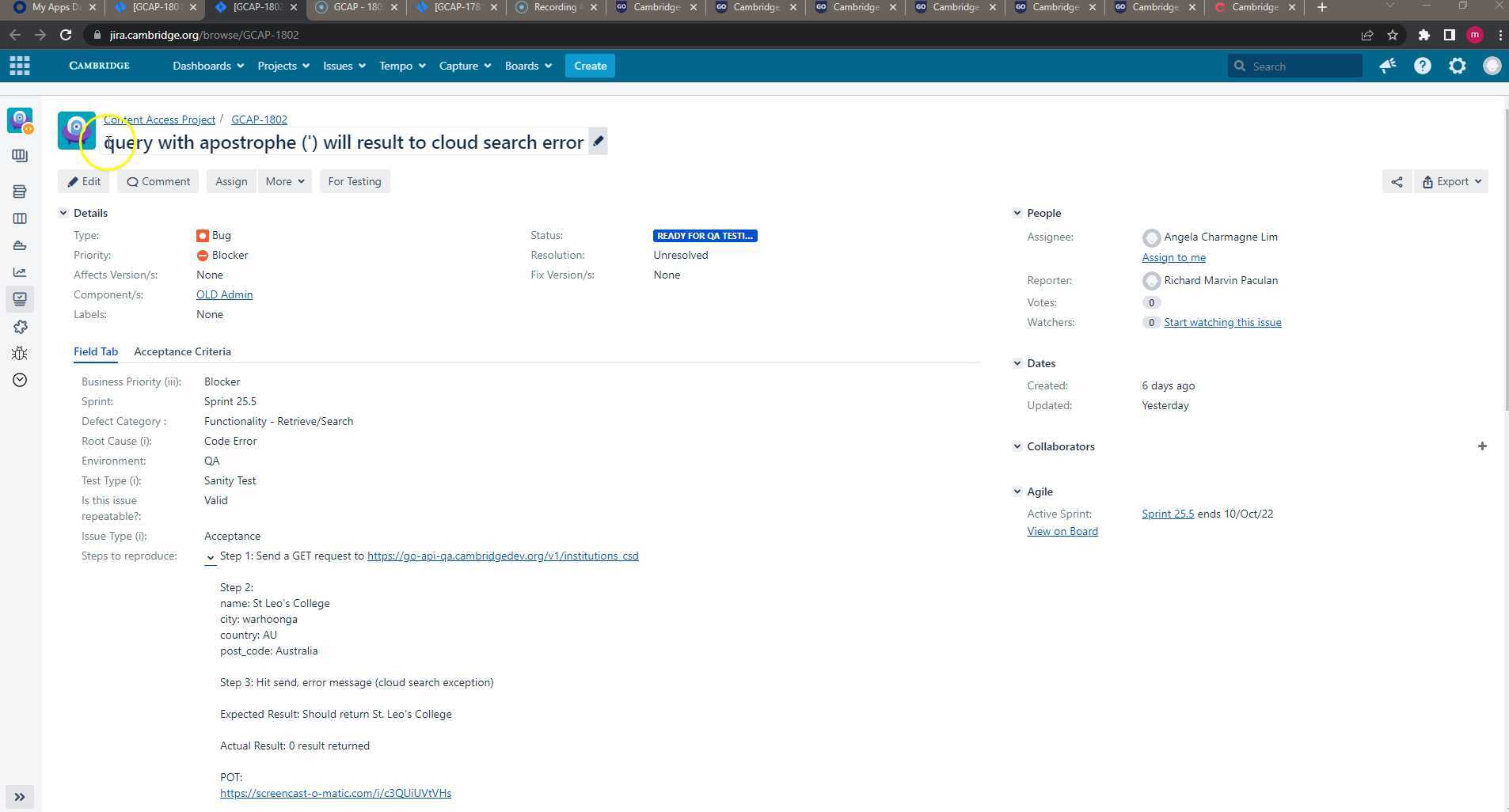 [BUG POT] GCAP - 1802