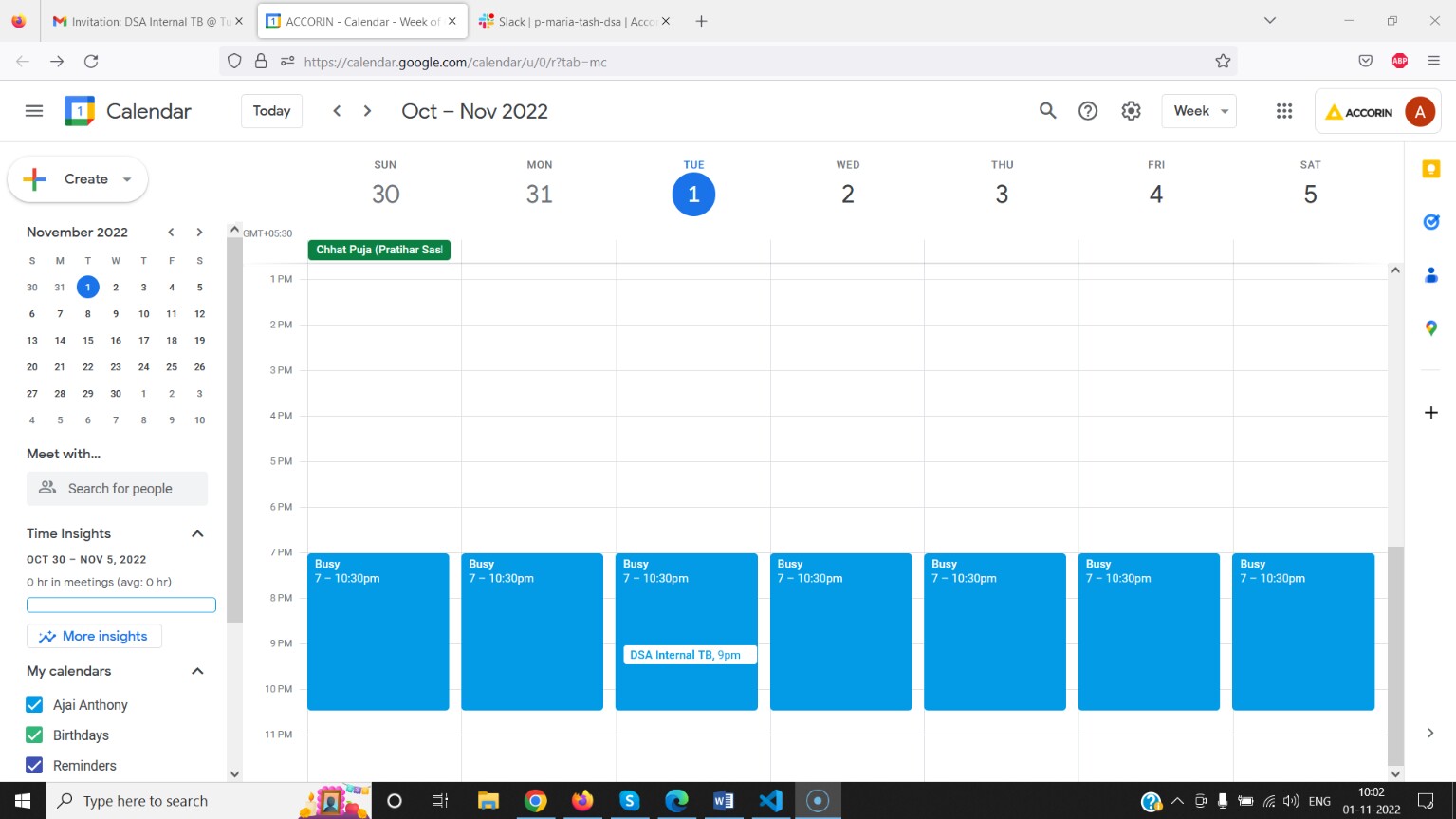 Snip - ACCORIN - Calendar - Week of October 30, 2022 Mozilla Firefo