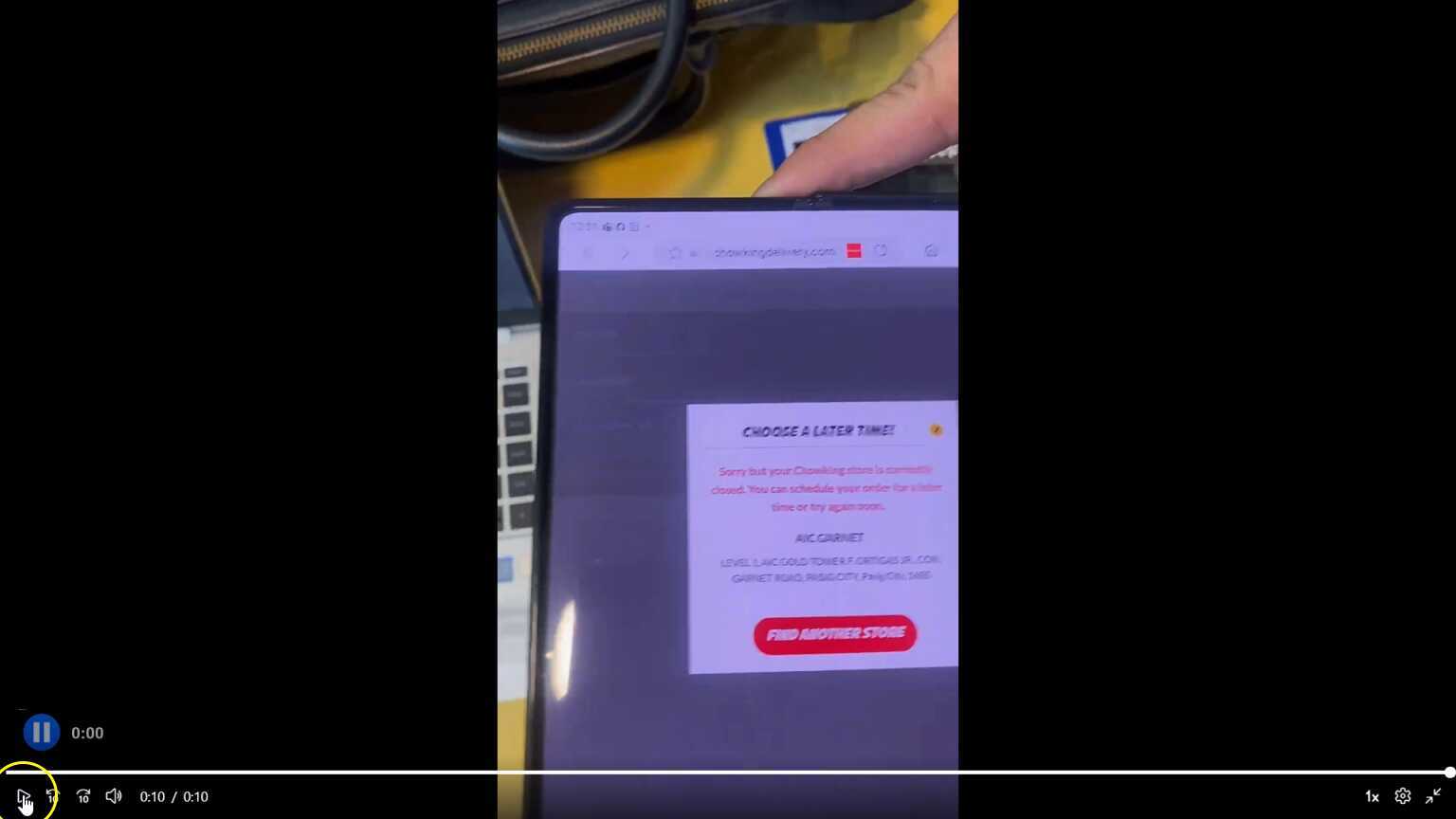 Store closed message