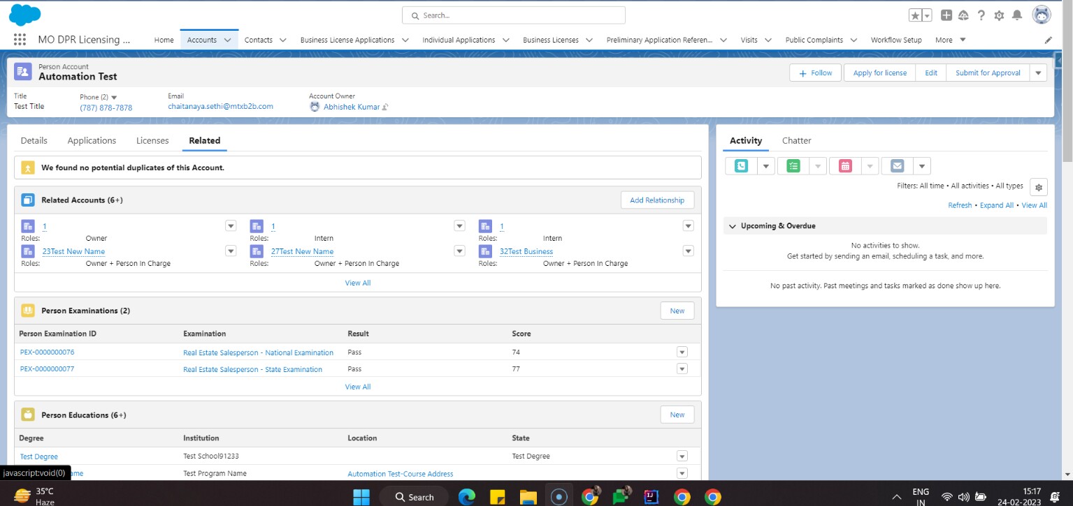 Snip - Automation Test Salesforce - Google Chrome
