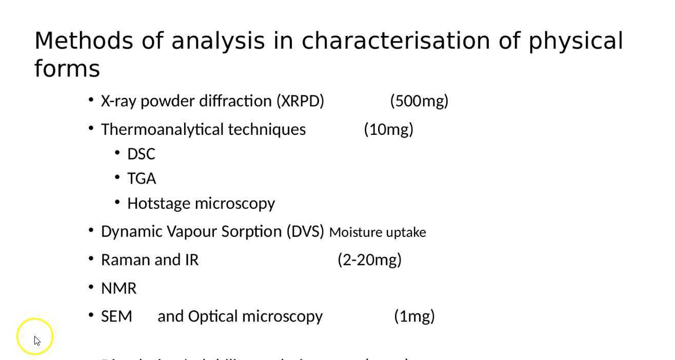 Polymorphism DSC TGA XRPD