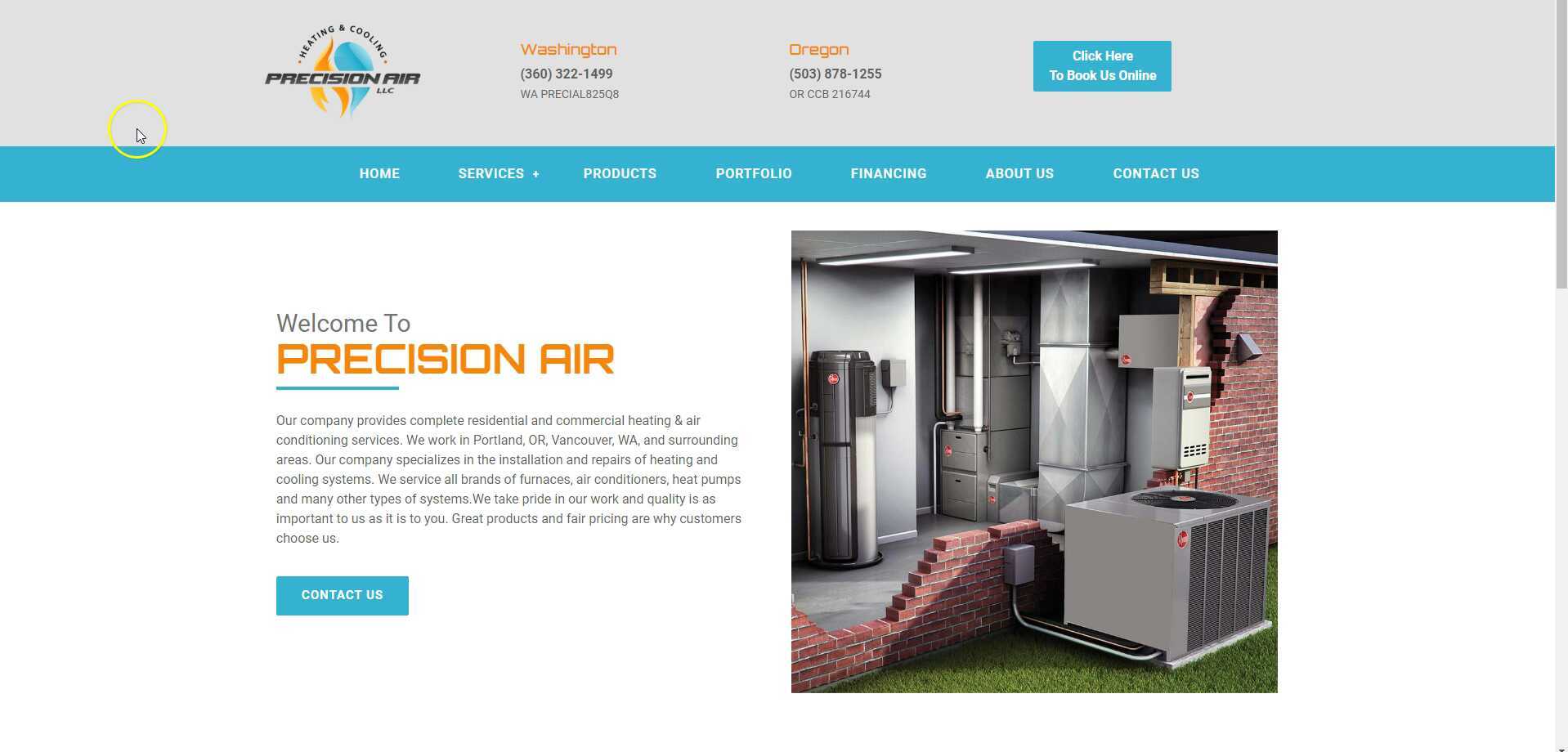 Precision Air Heating & Cooling Website Review