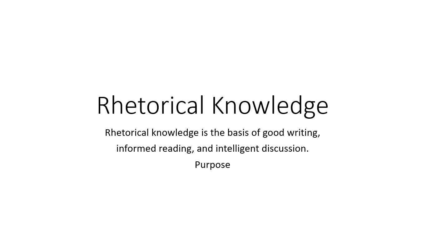 Rhetorical Knowledge Purpose