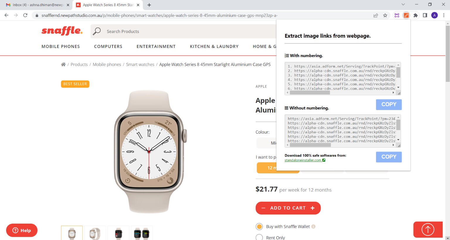 Snip - Apple Watch Series 8 45mm Starlight Aluminium Case GPS - Apple ...