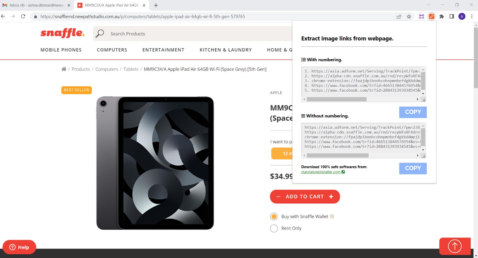 Snip - MM9C3X A Apple iPad Air 64GB Wi-Fi (Space Grey) [5th Gen ...