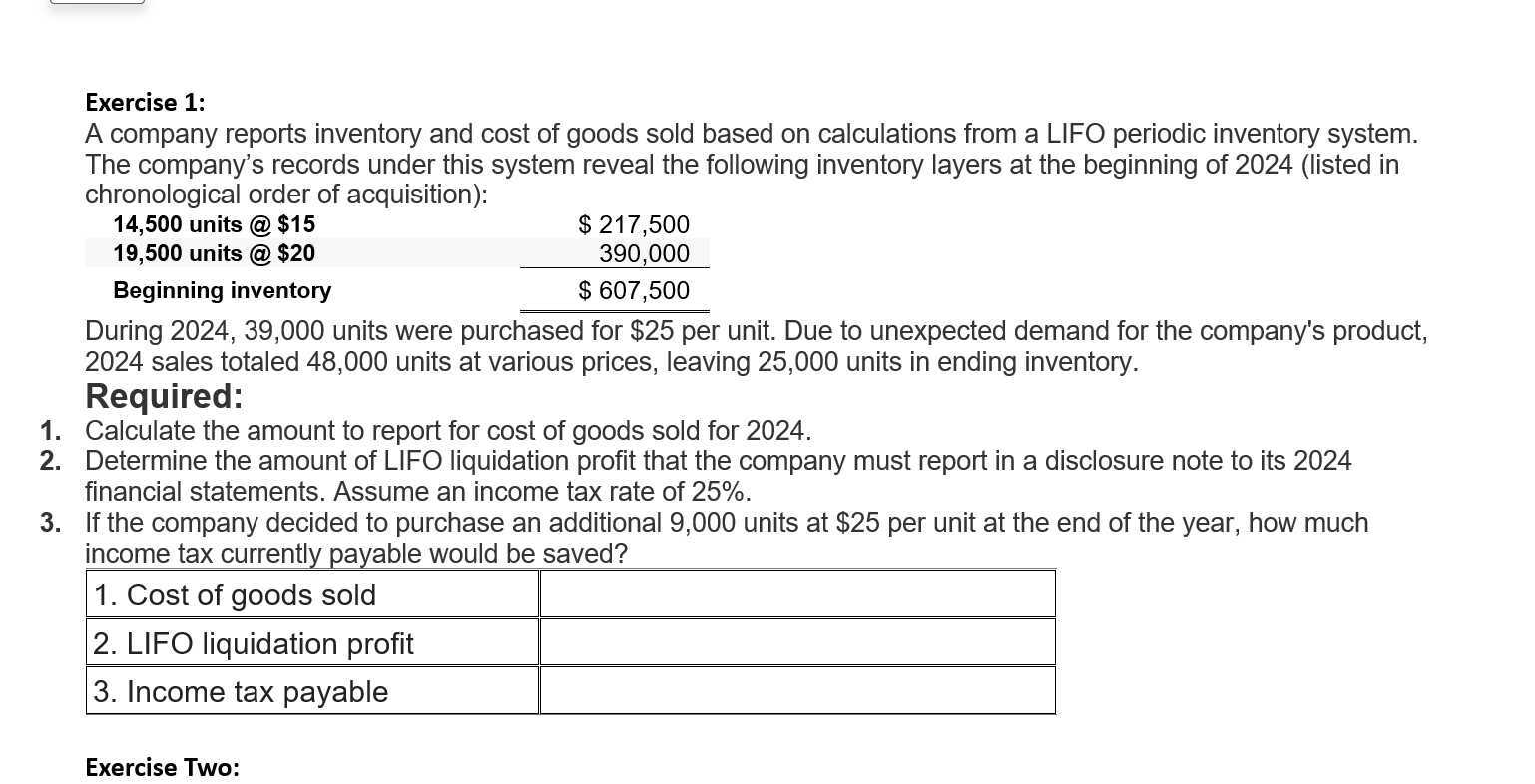LIFO Liquidation