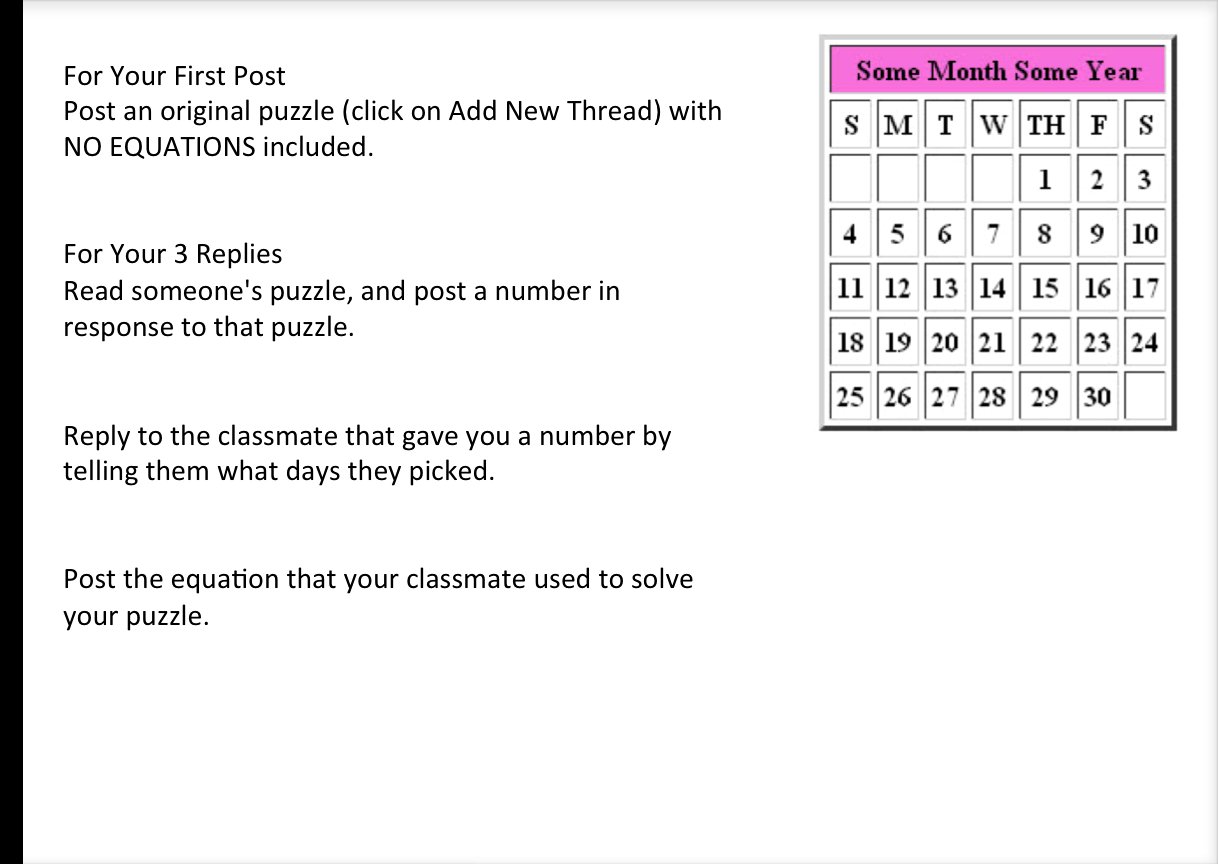 Algebra 1 Discussion Board 2, Puzzle