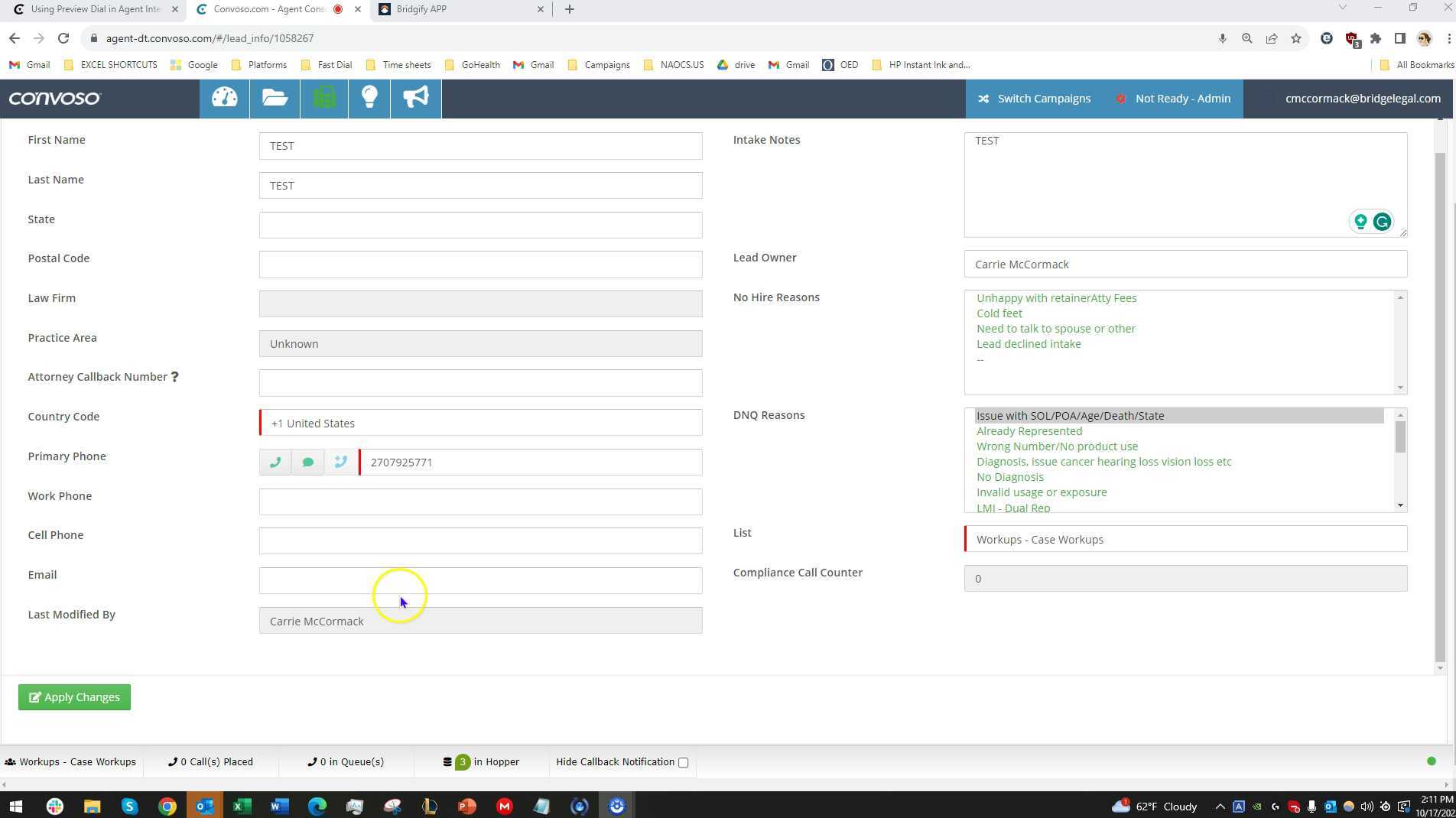 BL Case Work Ups Scheduling an Appointment Callback