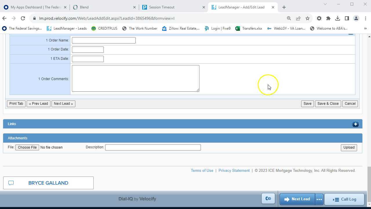 Velocify Orders