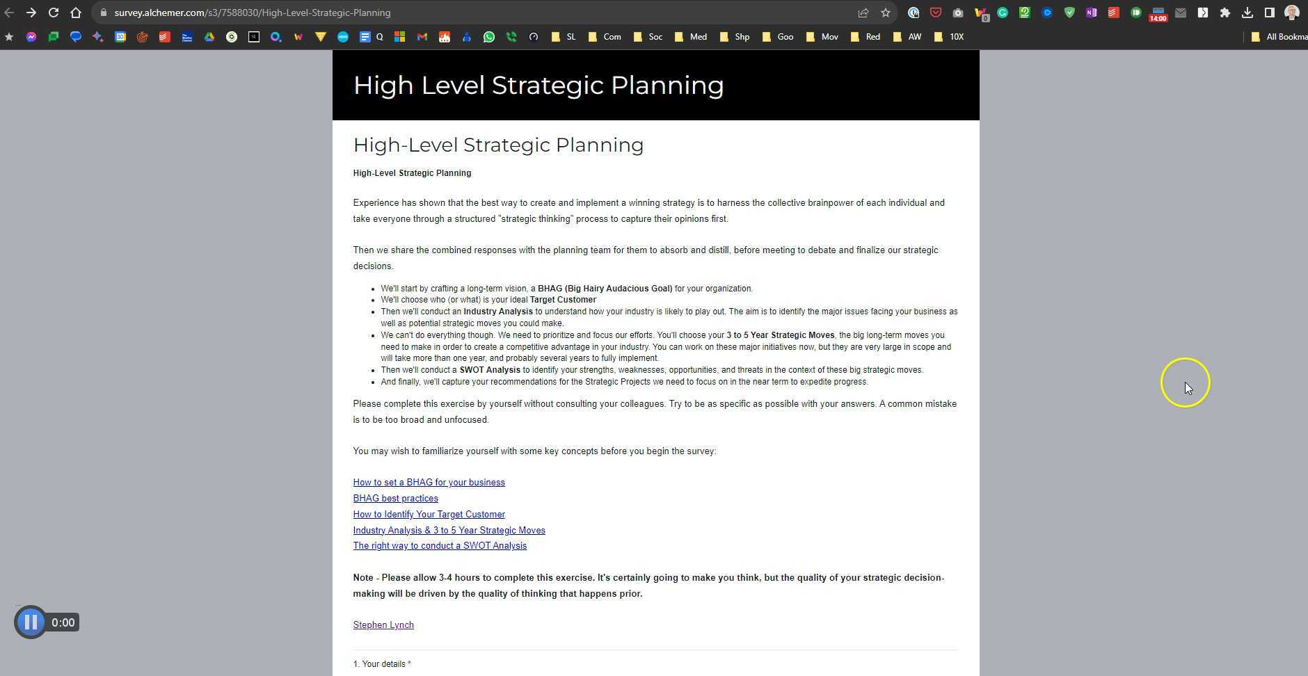 Save survey to continue later