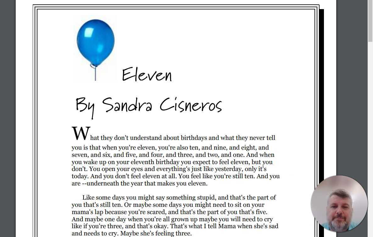 "Eleven" by Sandra Cisneros